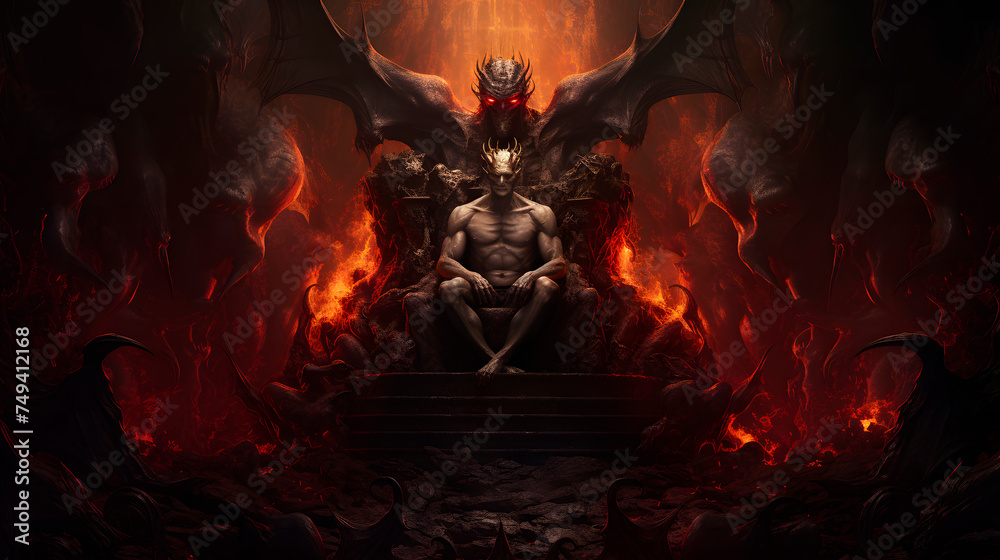 Satan's throne, the devil sitting on his throne in hell Stock Photo | Adobe Stock