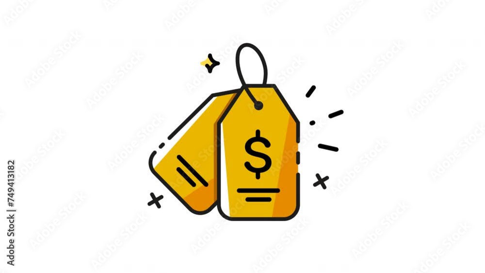 Animated price tag icon on transparent background Stock Video | Adobe Stock