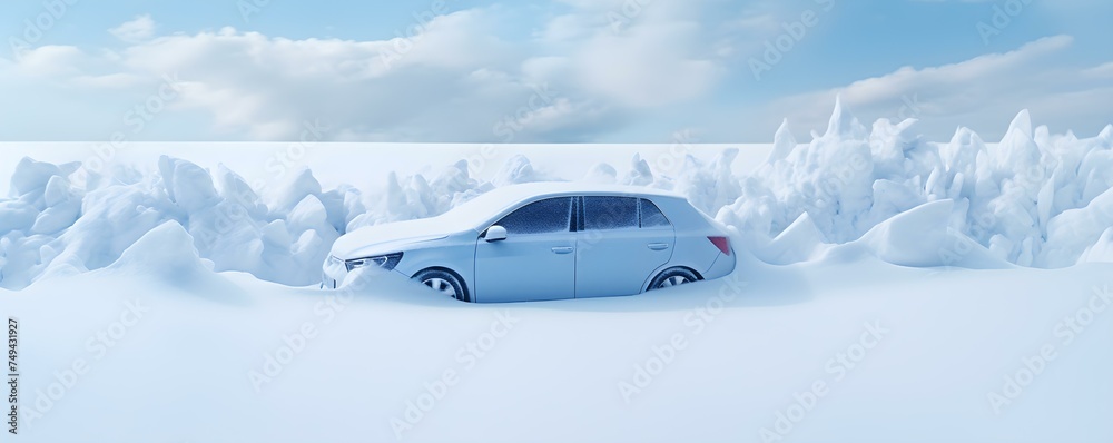Foto Stock Vehicle Tracks in Deep Snow: Car Stranded in Snowdrift ...