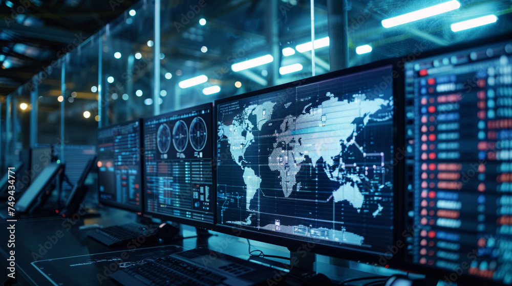 Against the backdrop of a futuristic logistics command center, a ...