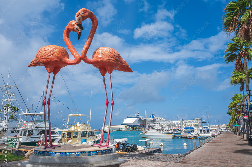 Giant pink flamingo sculpture at the Renaissance Marketplace in the ...