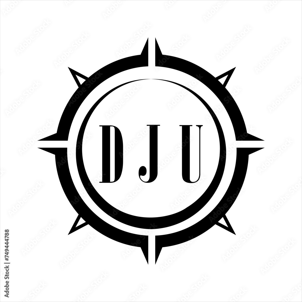 DJU letter design. DJU letter technology logo design on white ...
