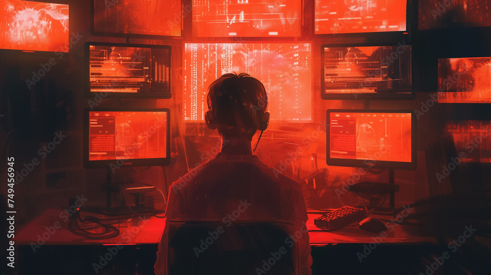 Extortion in the digital age with a hackers screen journey shown ...