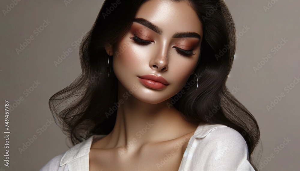 a raw, unedited close-up photograph a beautiful woman with an ethereal ...