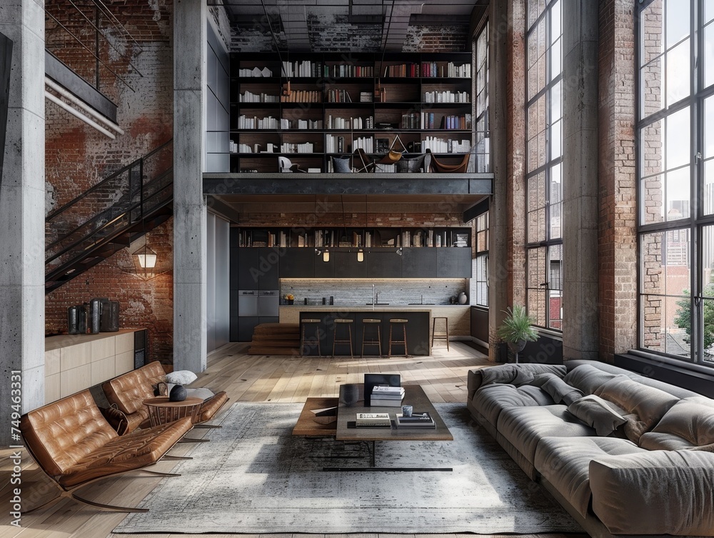 Industrial lofts converted into modern living spaces, highlighting raw ...