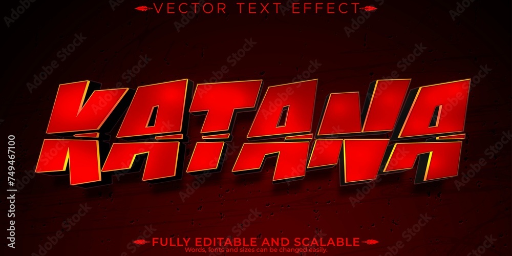 Katana Text Effect Editable Samurai Blade Customizable Font Style Stock ...