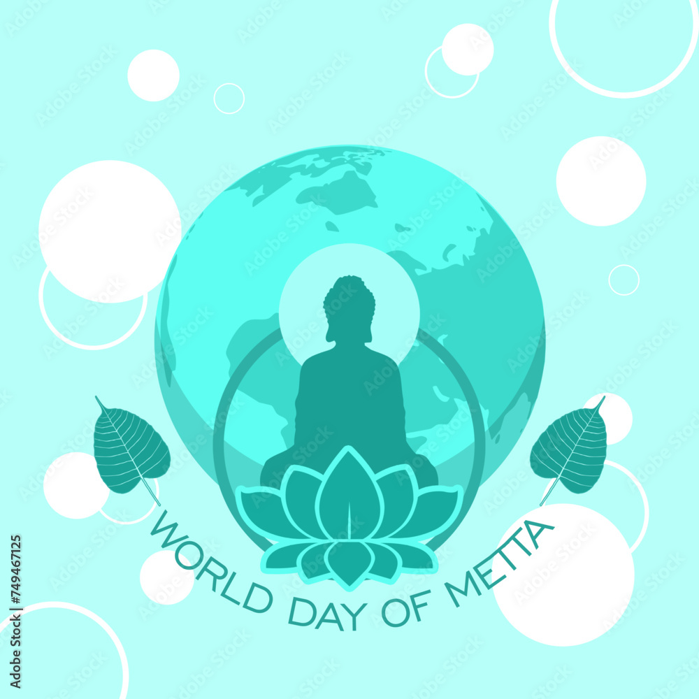 World Day of Metta event banner. A Buddha is meditating on a lotus ...