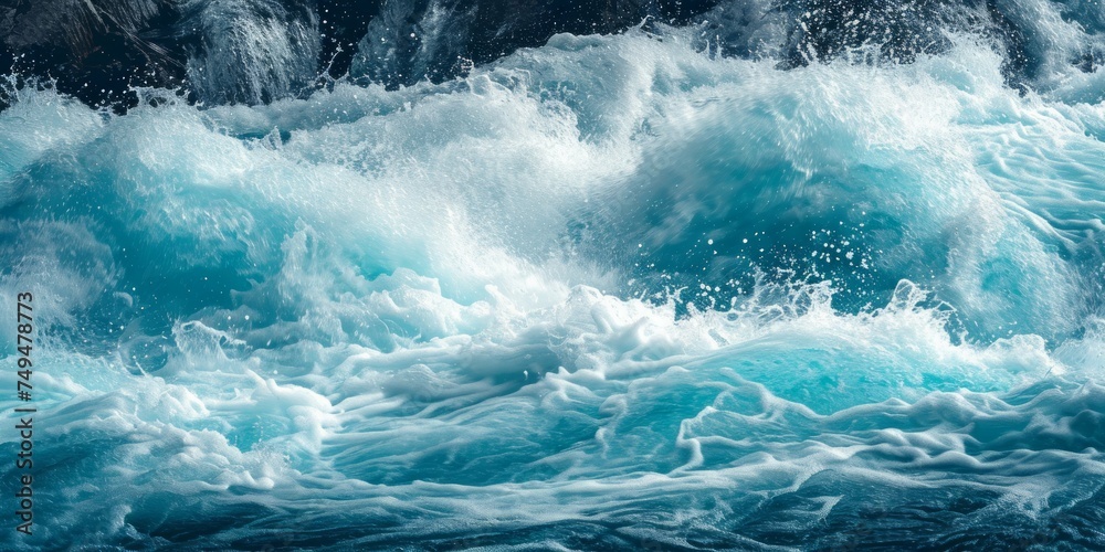 The vast expanse of water sparkles under the sunlight, with waves ...