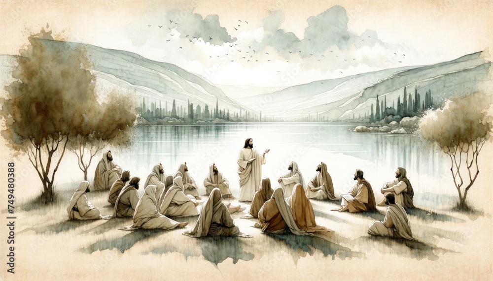 Jesus preaching in Galilee and gathering his disciples. Life of Jesus ...