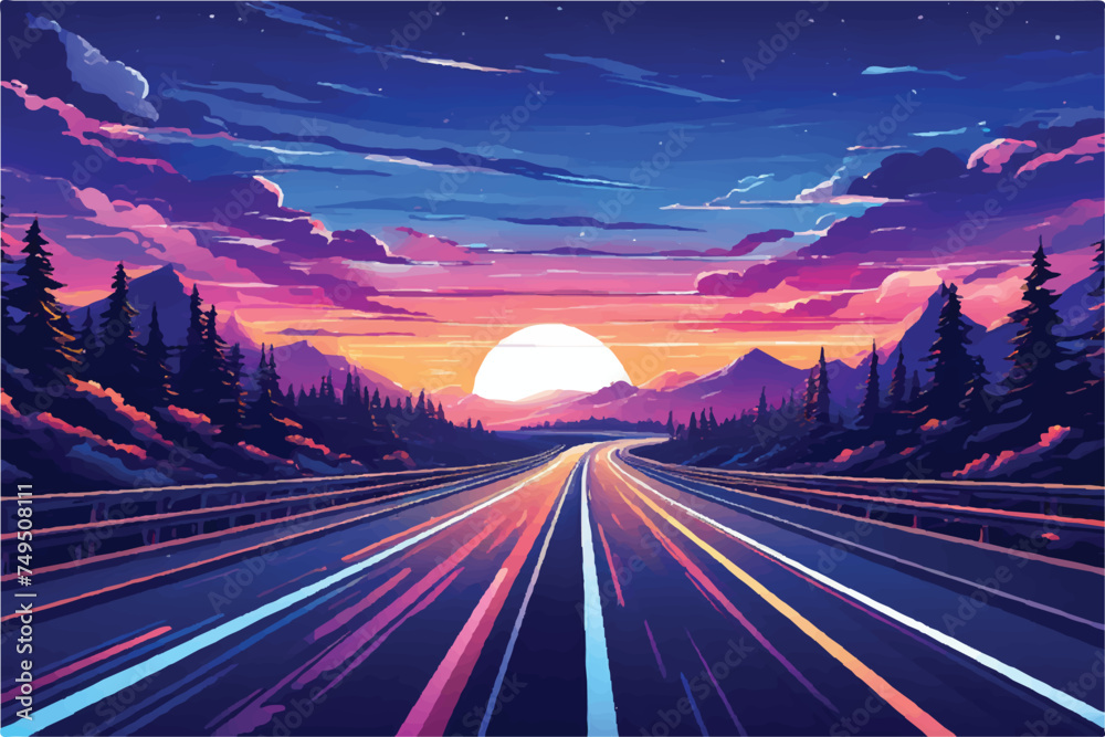 Road landscape . Gorgeous scenery featuring a road that leads to hills ...