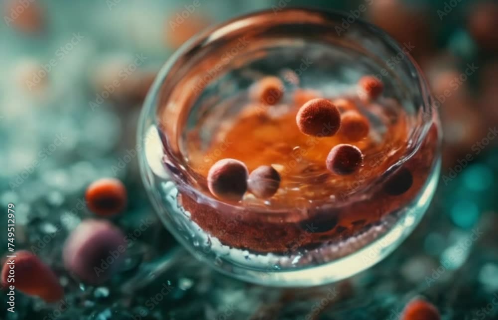 Movement of microcells on the surface of tissues, depicting viruses and ...