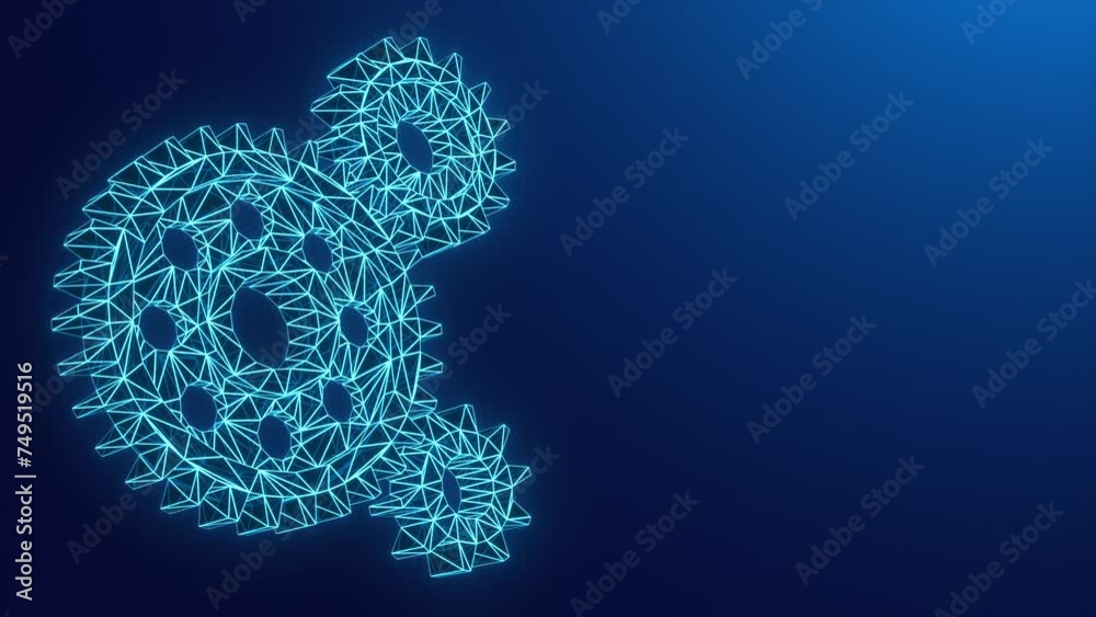 Abstract Animated Low Poly Illustration of Gears Spinning Together ...