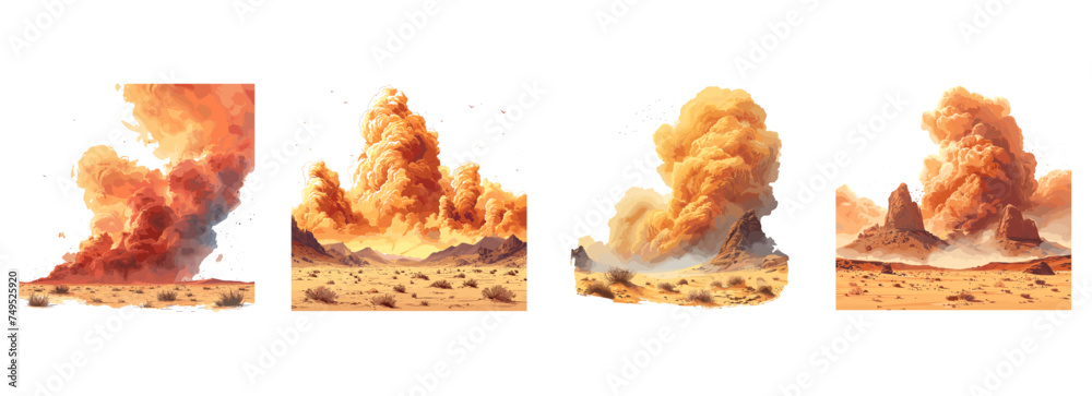 Sandstorm, natural disaster, desert storm clipart vector illustration ...