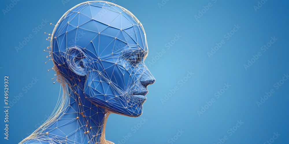 Abstract digital human body. Polygonal wireframe silhouette. Low poly ...