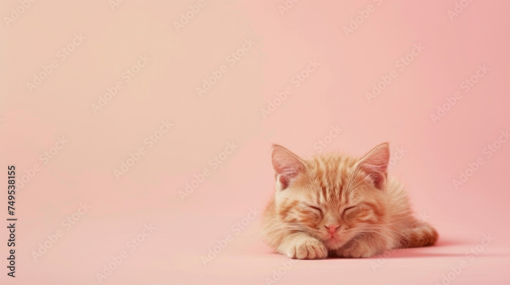 Solid Pink Background With Isolated Cat Wallpaper Stock Illustration ...
