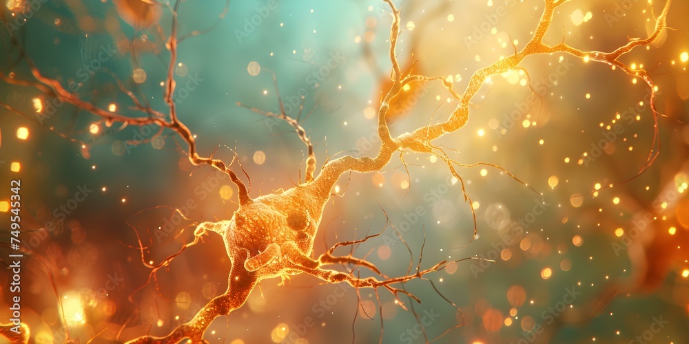 Neurological science backdrop featuring nerve cells and synapses medical concept. Concept ...