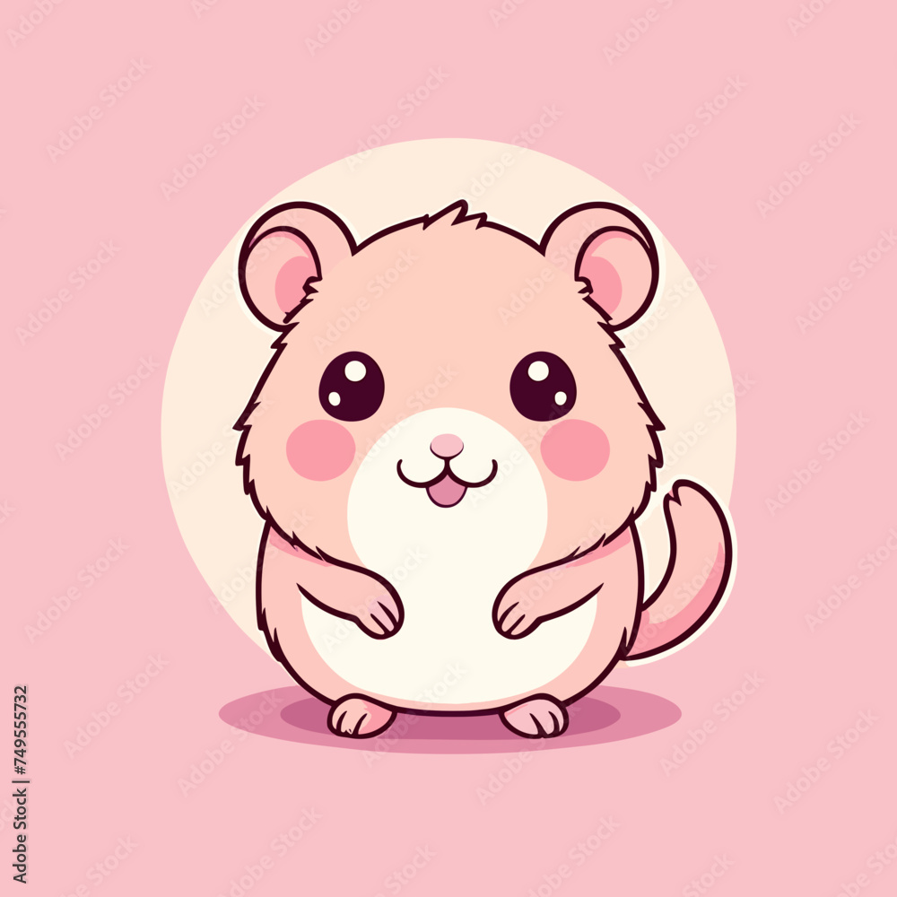 Cute Kawaii Hamster Vector Clipart Icon Cartoon Character Icon on a ...