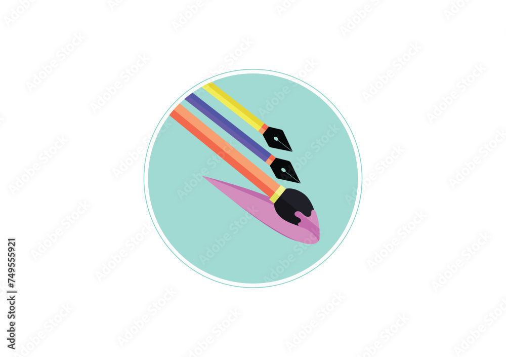 Paint brushes Logo, Art brushes Logo, Art Tool set Vector Logo Design ...