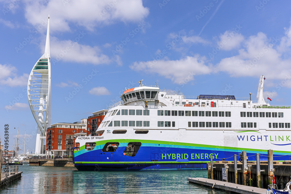 Wightlink's hybrid ferry Victoria of Wight at Portsmouth Harbour ...