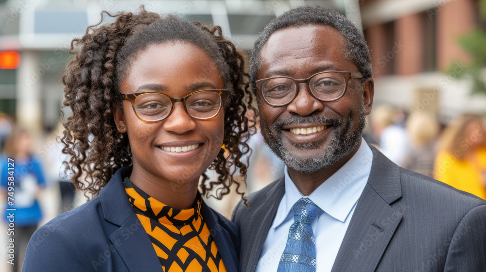 Happy father with his daughter in her new job Stock Photo | Adobe Stock