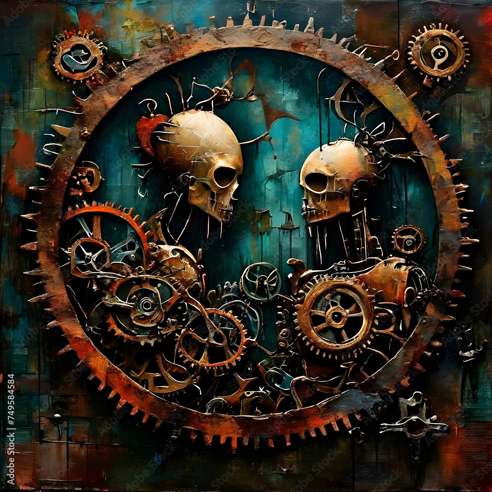 Clockwork bodies, twisted and torn, bear the scars of a love forlorn ...