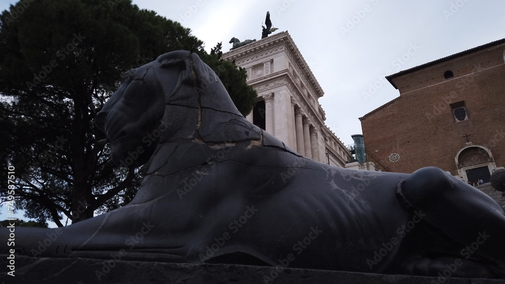 Rome, Italy, October 8, 2022: One of the two Fountains of the Egyptian ...