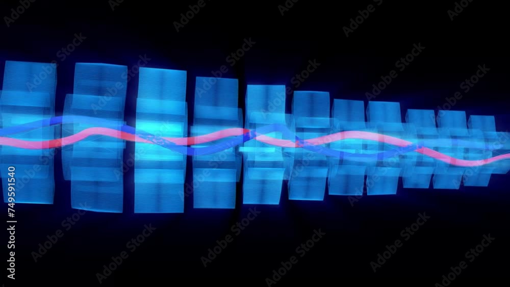 Animation of a holographic human spine on a black screen. Rotating ...