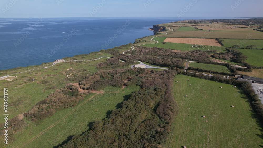 The World War II Pointe du Hoc Ranger Monument. Pointe du Hoc is a high ...