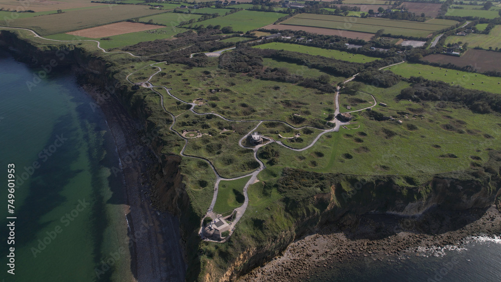 The World War II Pointe du Hoc Ranger Monument. Pointe du Hoc is a high ...