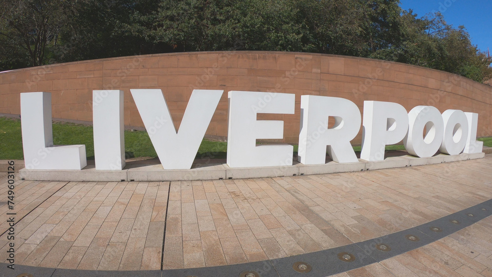 Liverpool, England, UK, September 9, 2023: Liverpool Sign at Liverpool ...