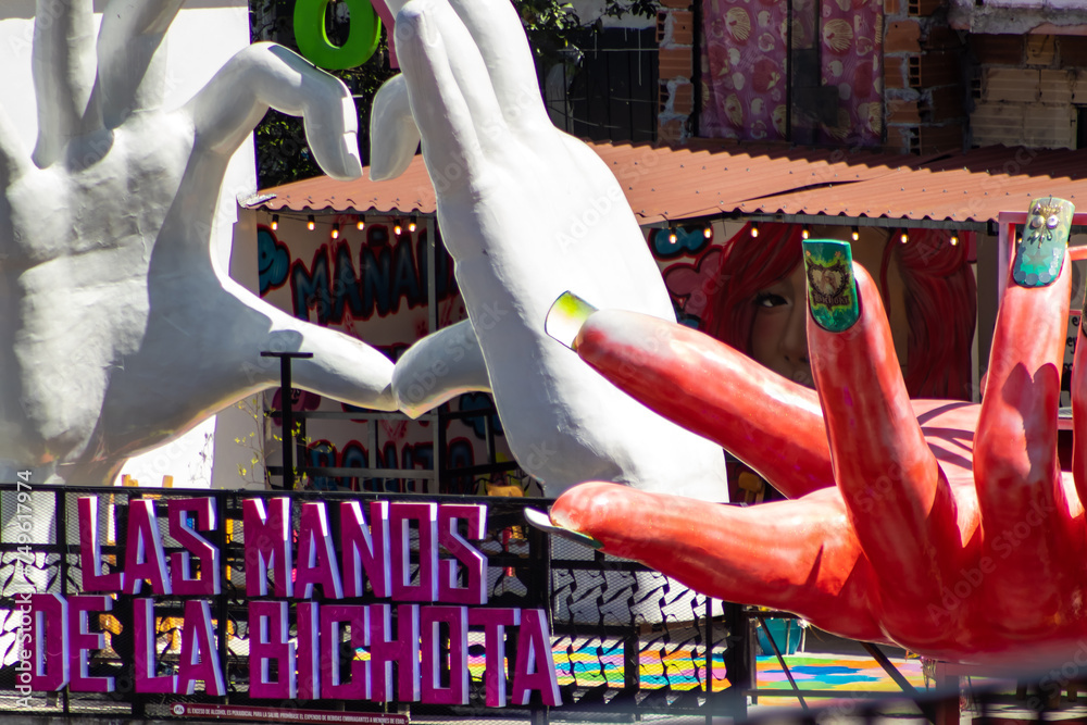 MEDELLIN, COLOMBIA - JANUARY 17, 2024: Viewpoint decorated with the ...