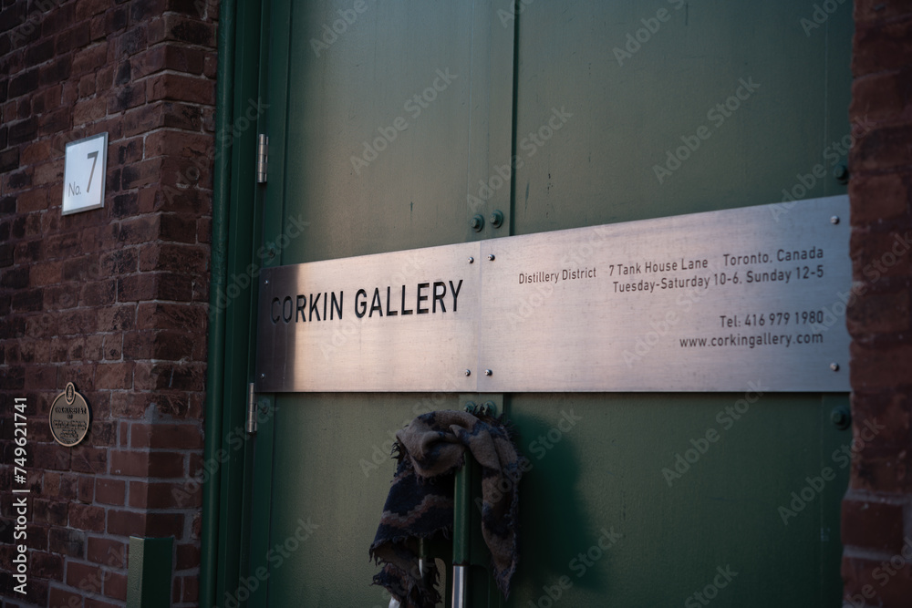 exterior entrance door and sign of Corkin Gallery located at 7 Tank ...