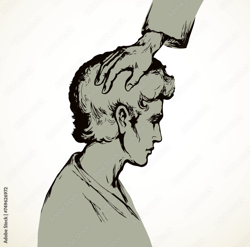 Prayer of blessing and laying on of hands. Vector drawing Stock Vector ...