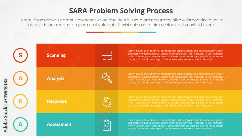 SARA model problem solving infographic concept for slide presentation ...