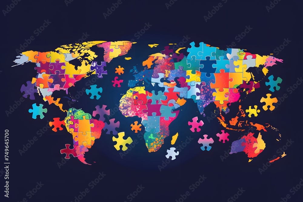 World Autism Awareness Day,banner,world map on a dark background ...