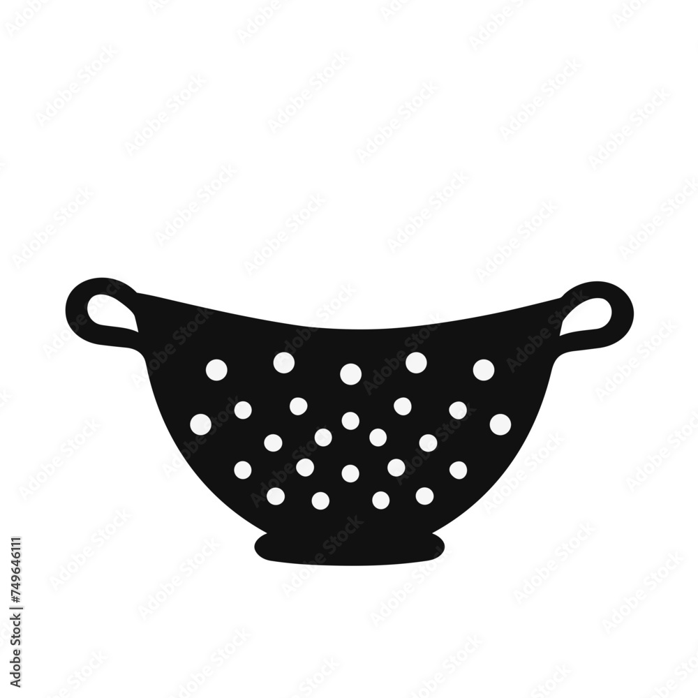 kitchen utensils colander strainer cullender black and white vector ...