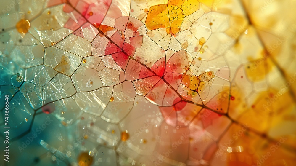 A macro photo of a microscope slide showing the intricate molecular ...