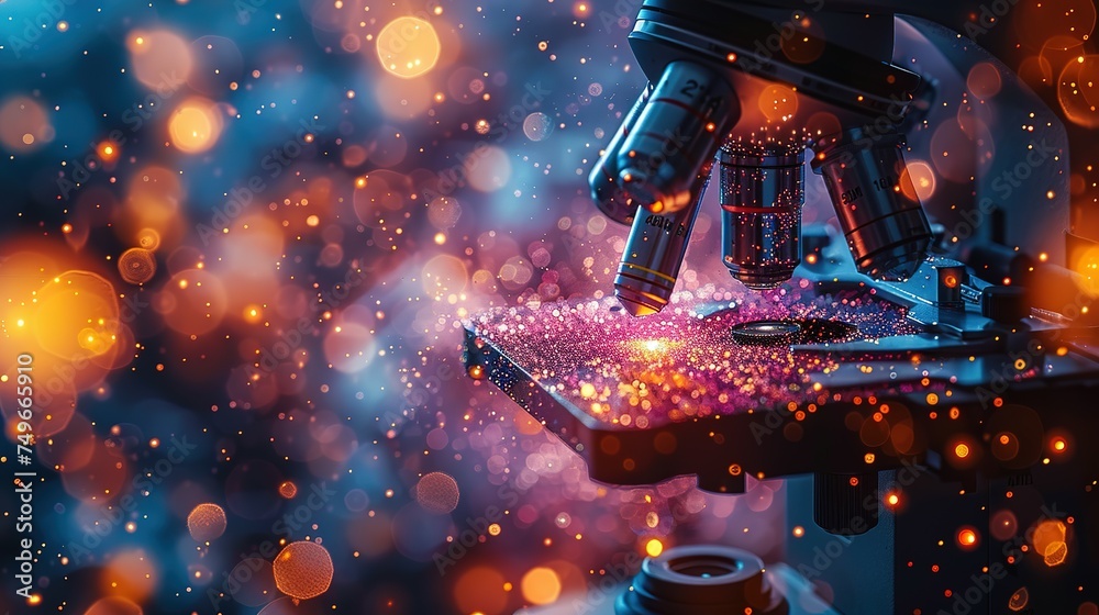 A macro photo of a microscope slide showing the intricate molecular ...