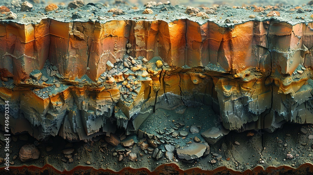 Cross-section of the Earth's crust with mineral deposits Stock ...