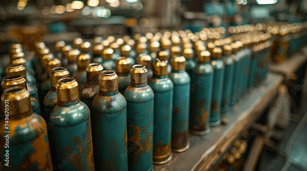 Many of new artillery shells are in military warehouse, metal munition ...