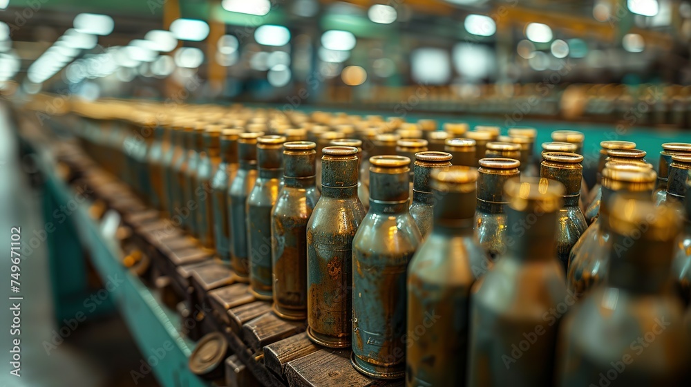 Many of new artillery shells are in military warehouse, metal munition ...