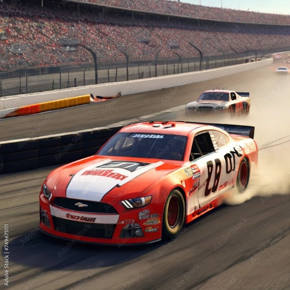 Car racing on the circuit of America. Racing sport car in circuit ...