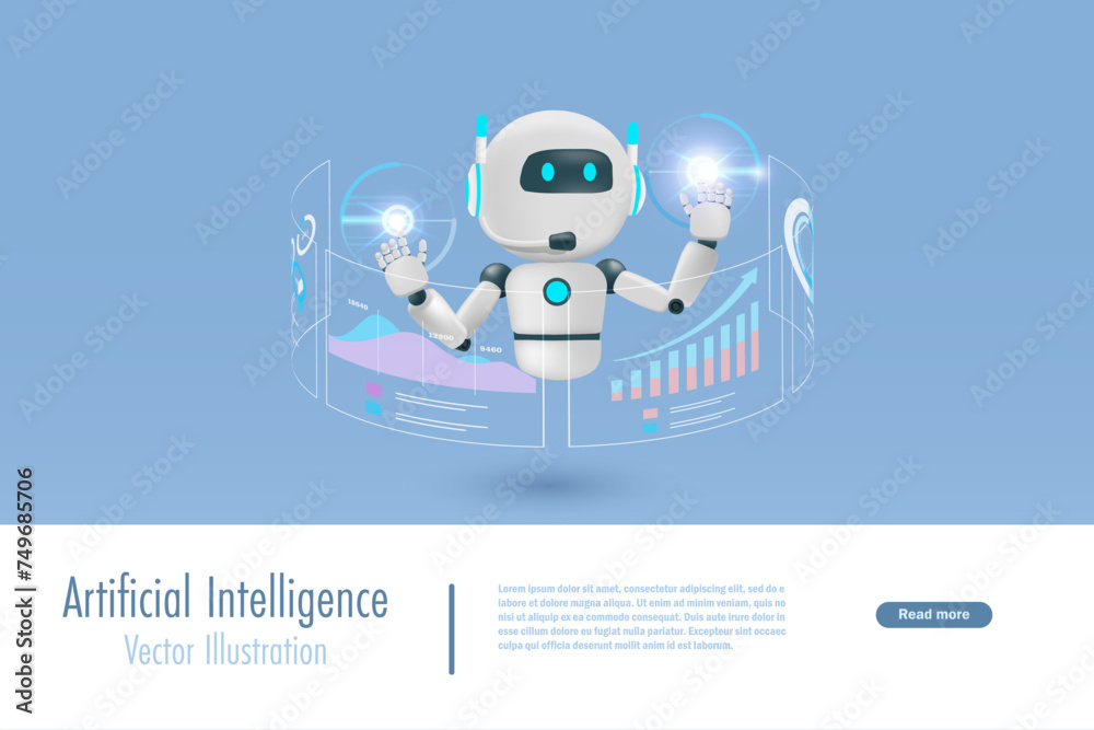 AI chat robot analyzing business graph chart. Artificial intelligence ...