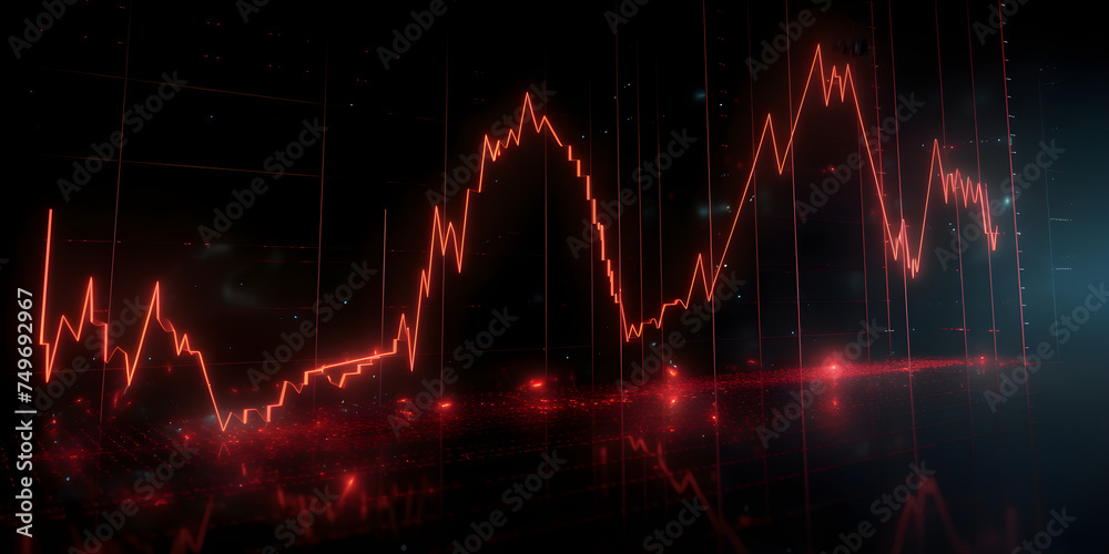 Perspective view of stock market crash and economic crisis concept rn a ...