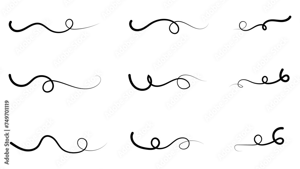 Swashes swoops and swishes calligraphy signs sets. Underlines hand ...