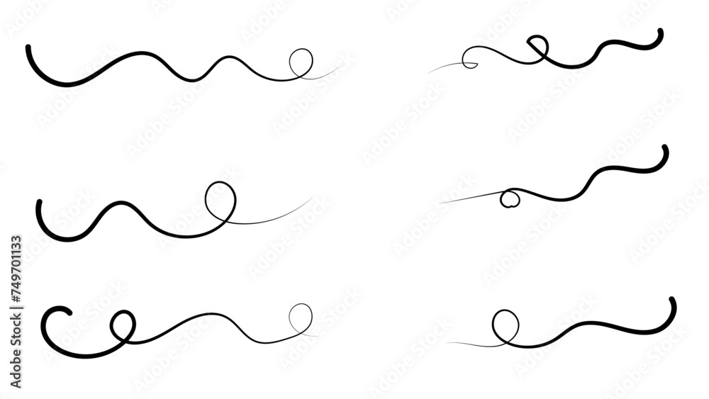 Swashes swoops and swishes calligraphy signs sets. Underlines hand ...