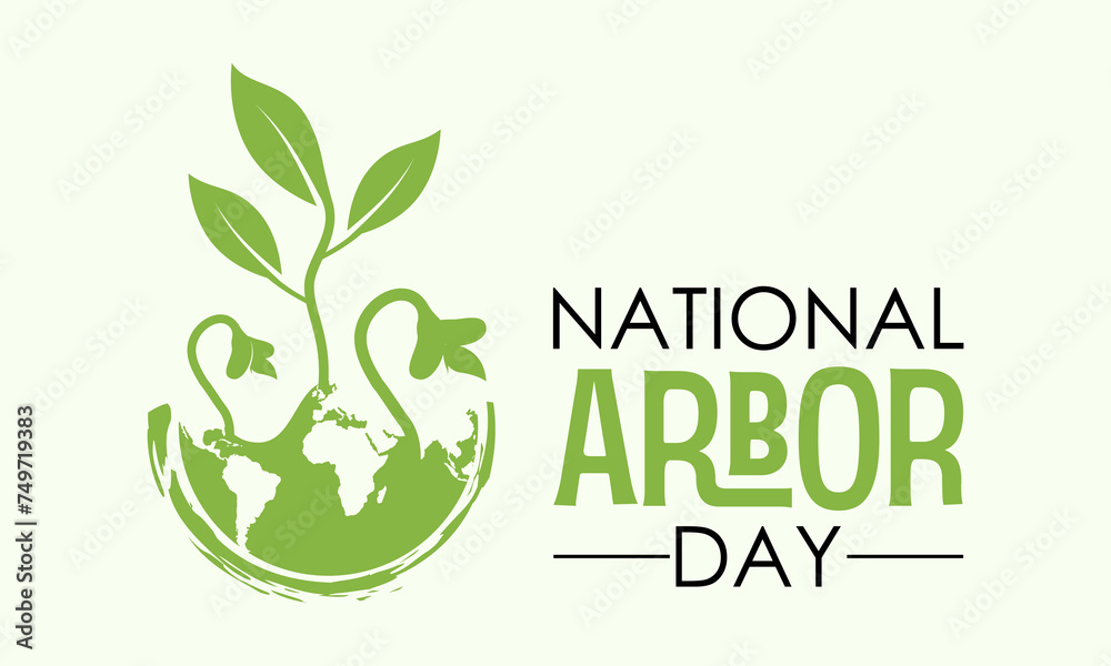 National Arbor Day celebrated every year of April 26, Vector banner ...