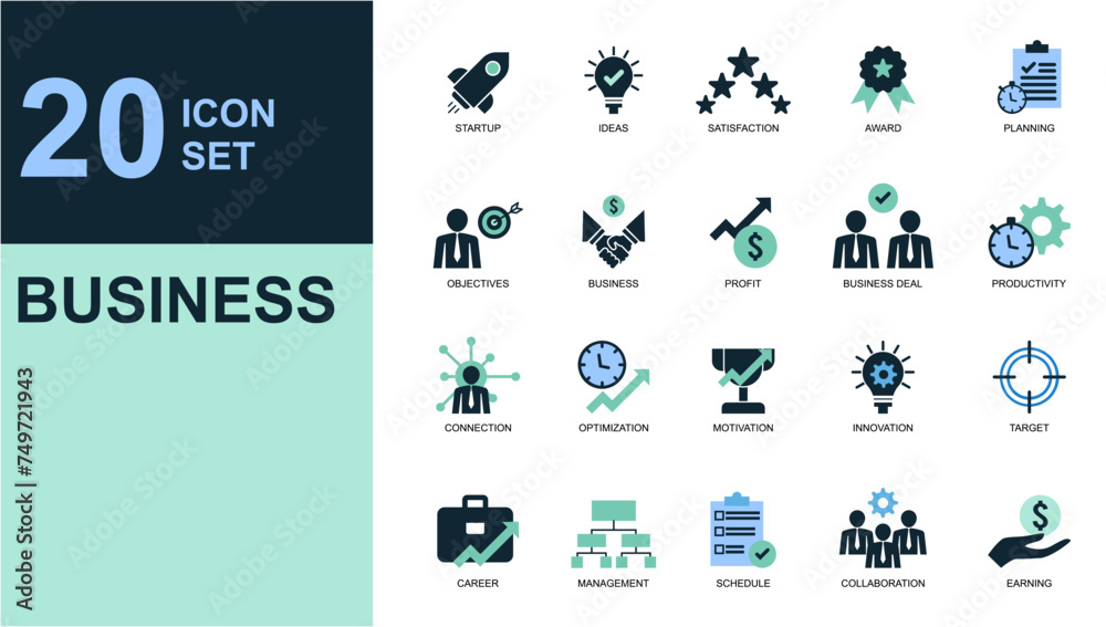 icon set business isolated silhouette icon set business, marketing ...