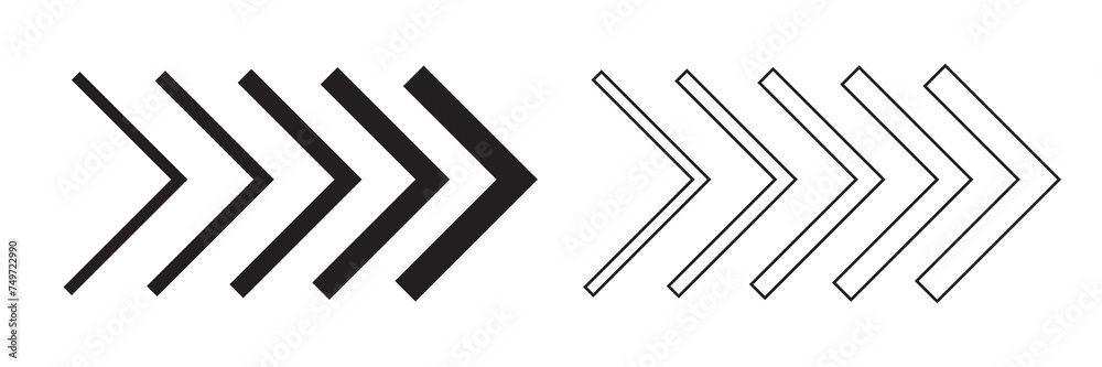 Arrow icons group. Set of black arrows symbols with blend effect ...