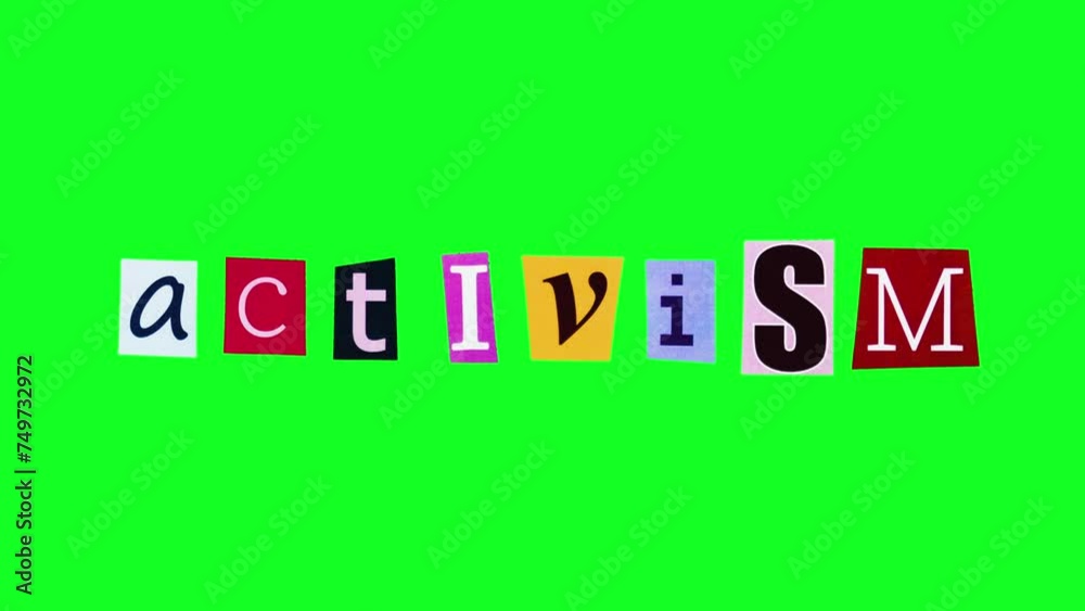 Vidéo Stock Moving letters cut from magazines make the word activism on ...